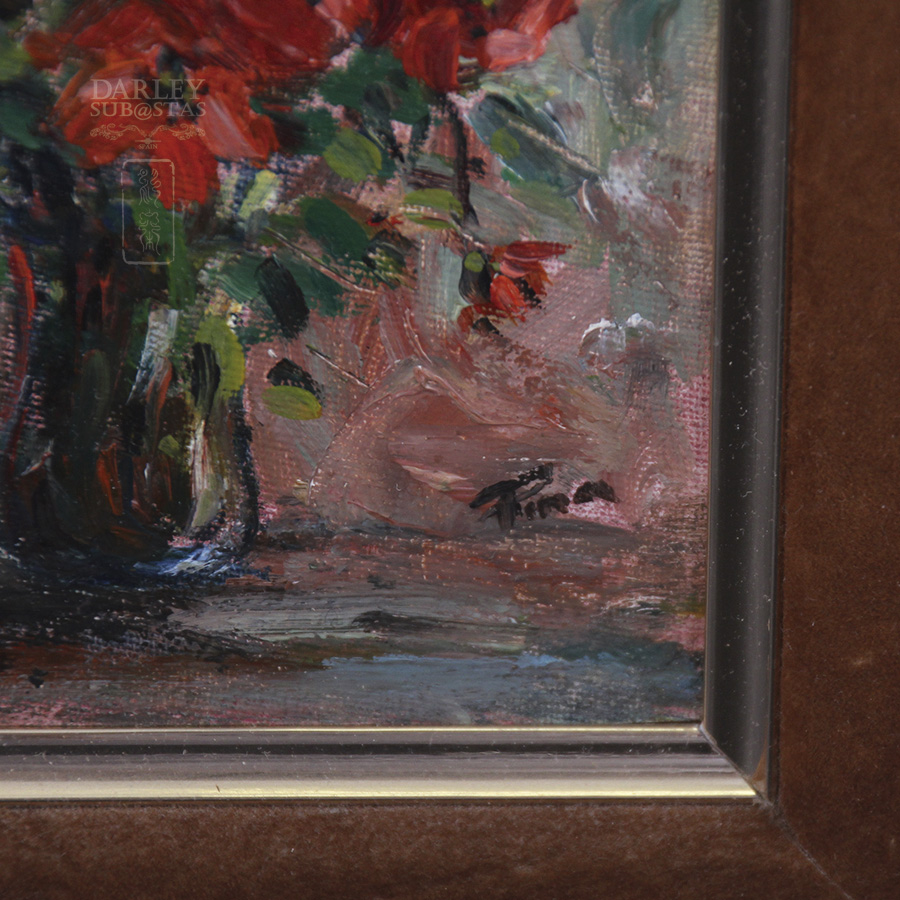 Jose Pina "Jarrón con flores rojas"